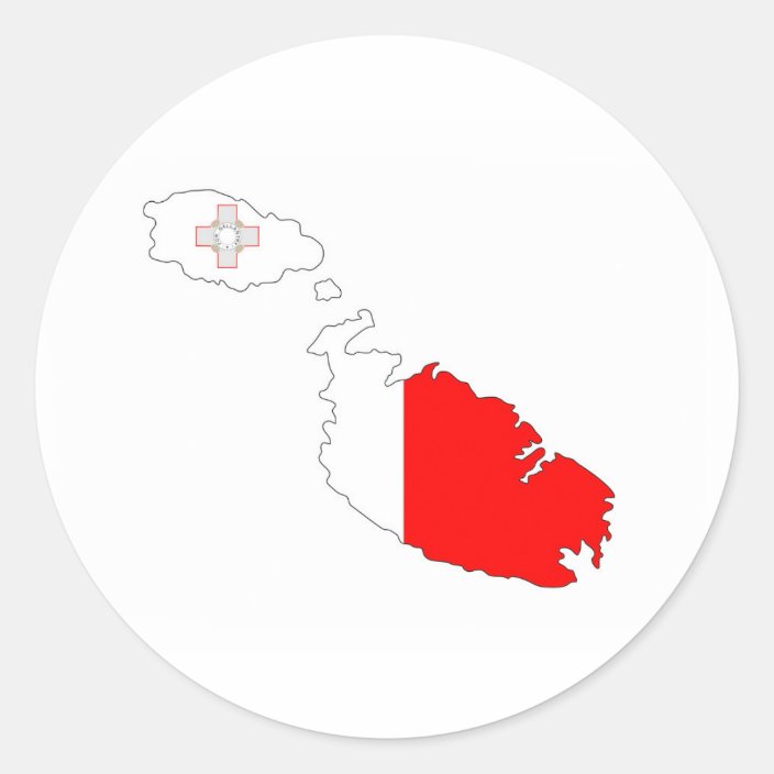 malta country flag map shape silhouette symbol classic round sticker ...