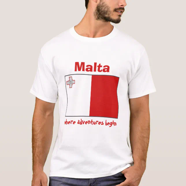 Malta Flag + Map + Text T-Shirt | Zazzle