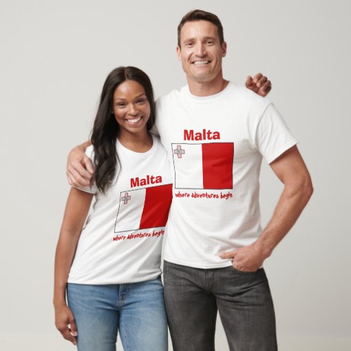Malta Flag + Map + Text T-Shirt | Zazzle