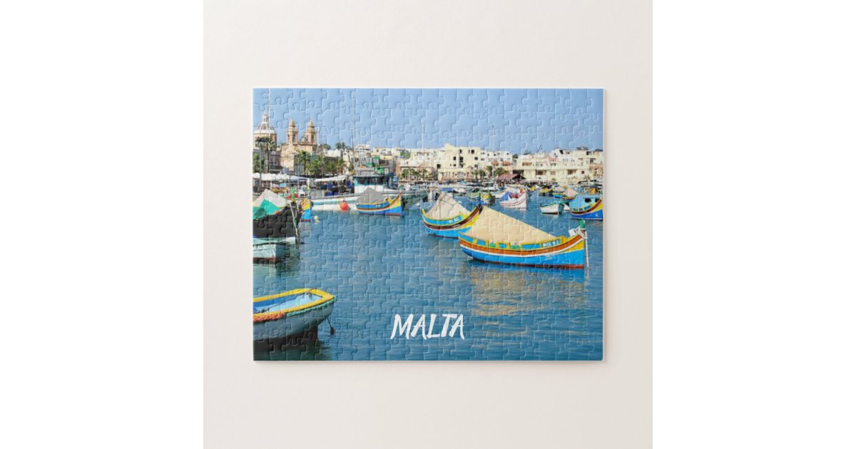 Malta Scenic View Traditional Boats Jigsaw Puzzle | Zazzle
