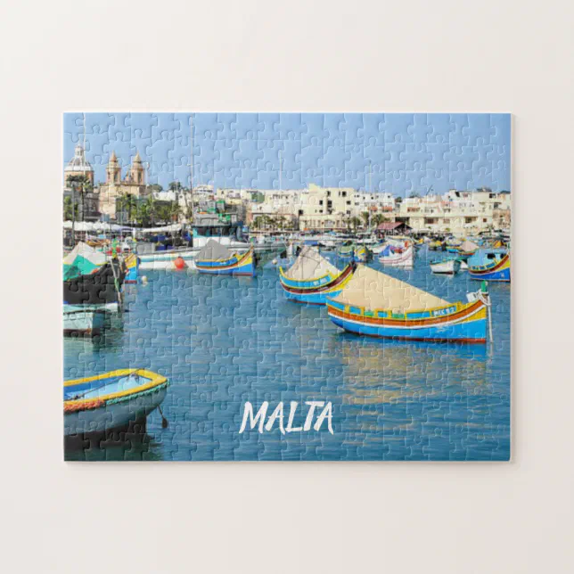 Malta Scenic View Traditional Boats Jigsaw Puzzle | Zazzle