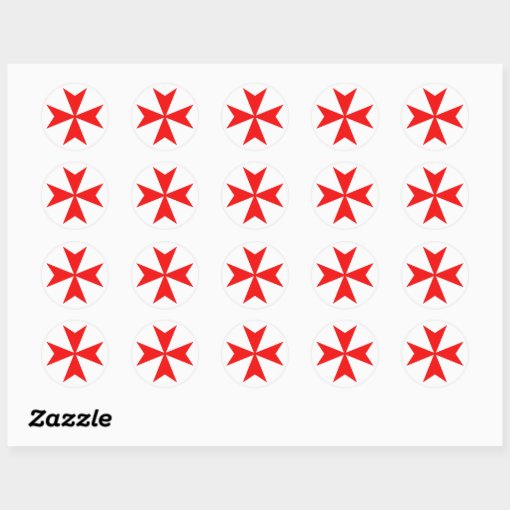 malta templar knights red cross religion symbol classic round sticker ...