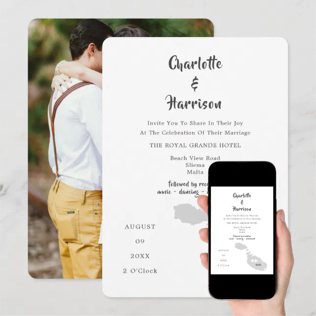 Malta Wedding Destination Photo Invitation | Zazzle