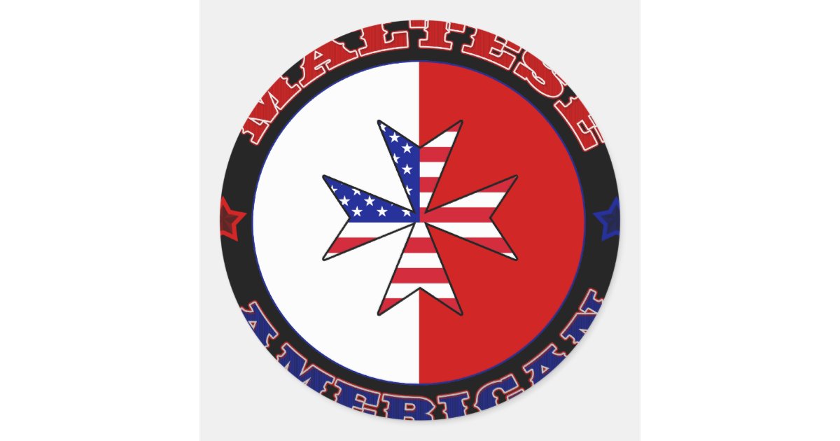 Maltese American Cross Ensign Classic Round Sticker | Zazzle