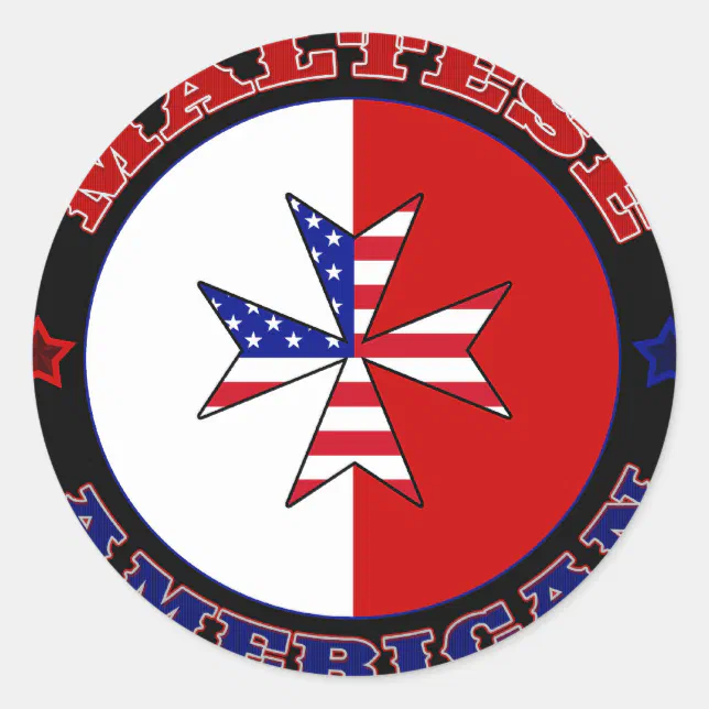 Maltese American Cross Ensign Classic Round Sticker | Zazzle