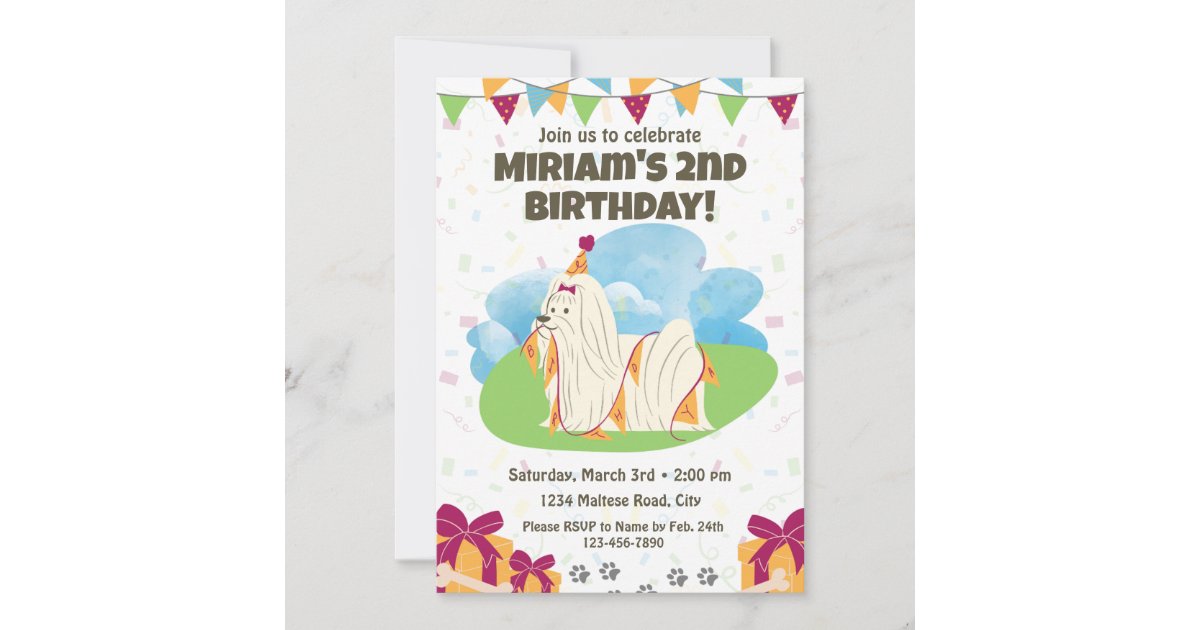 Maltese Birthday Invitation | Zazzle