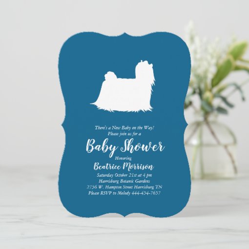 Maltese Dog Baby Shower Blue Boy Invitation | Zazzle