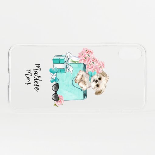 Maltese mom iphone case Tiffany Theme Pink Flowers | Zazzle