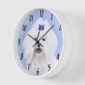 Maltese Painting - Cute Original Dog Art Clock | Zazzle