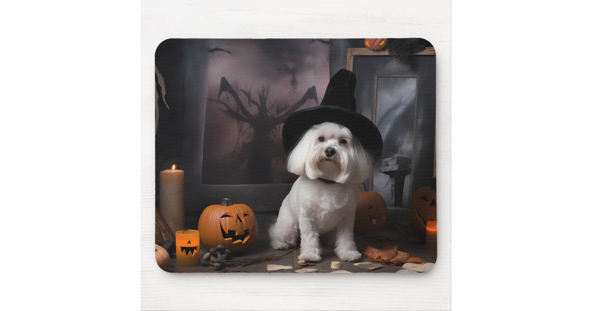 Maltese Pumpkins Halloween Scary Mouse Pad | Zazzle