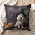 Maltese Pumpkins Halloween Scary Throw Pillow | Zazzle