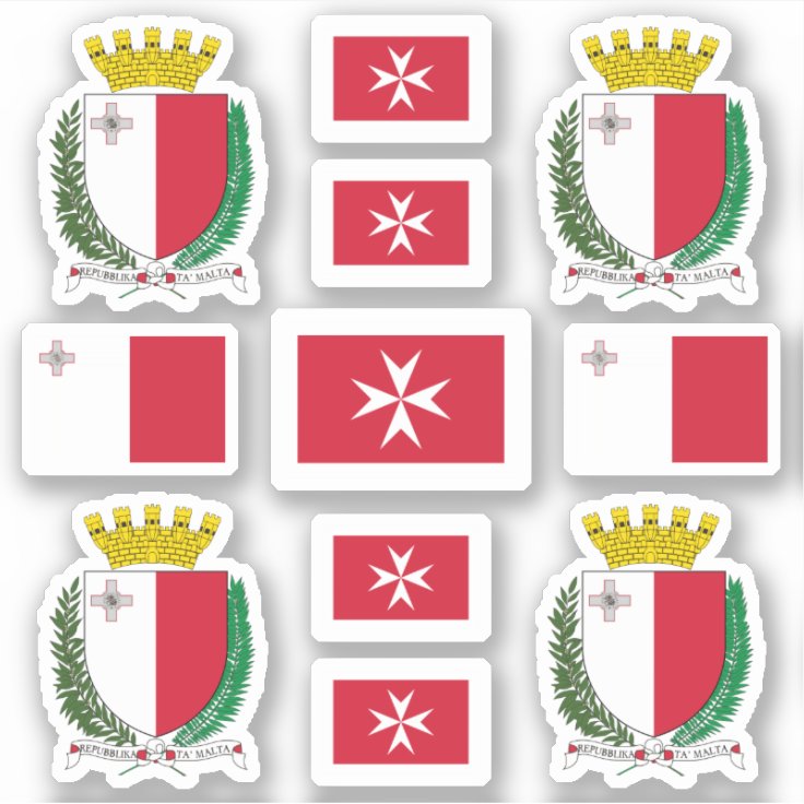 Maltese state symbols / coat of arms and flag sticker | Zazzle