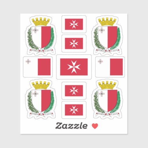 Maltese state symbols / coat of arms and flag sticker | Zazzle
