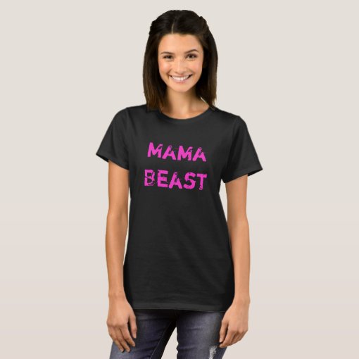 Mama Beast Ladies Petite Pink Workout T-Shirt | Zazzle
