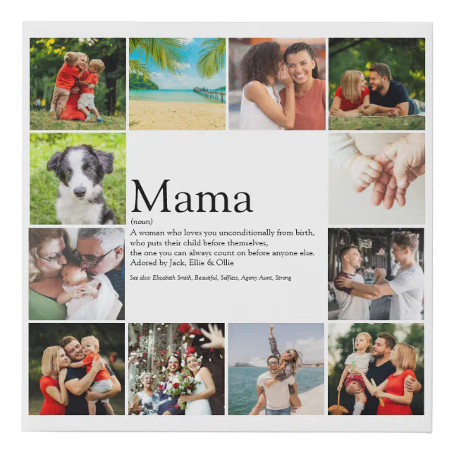 Mama Definition Quote Family Photo Collage Faux Canvas Print | Zazzle
