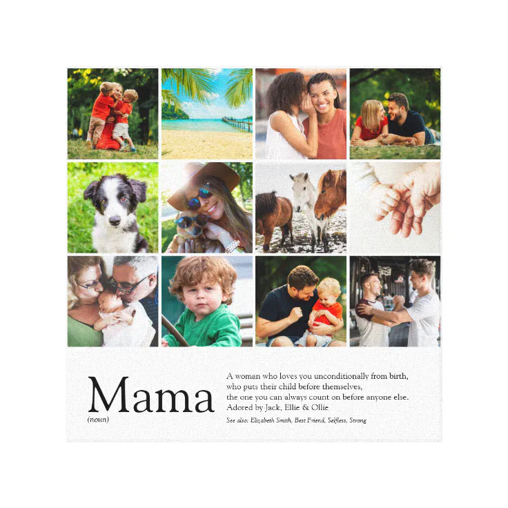 Mama Definition Quote Photo Collage Canvas Print | Zazzle