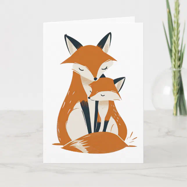 Mama Fox& Pup Woodland Mother's Day Photo Card | Zazzle