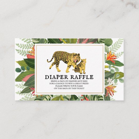 Mama Tiger Botanical Baby Shower Diaper Raffle Enc Enclosure Card ...