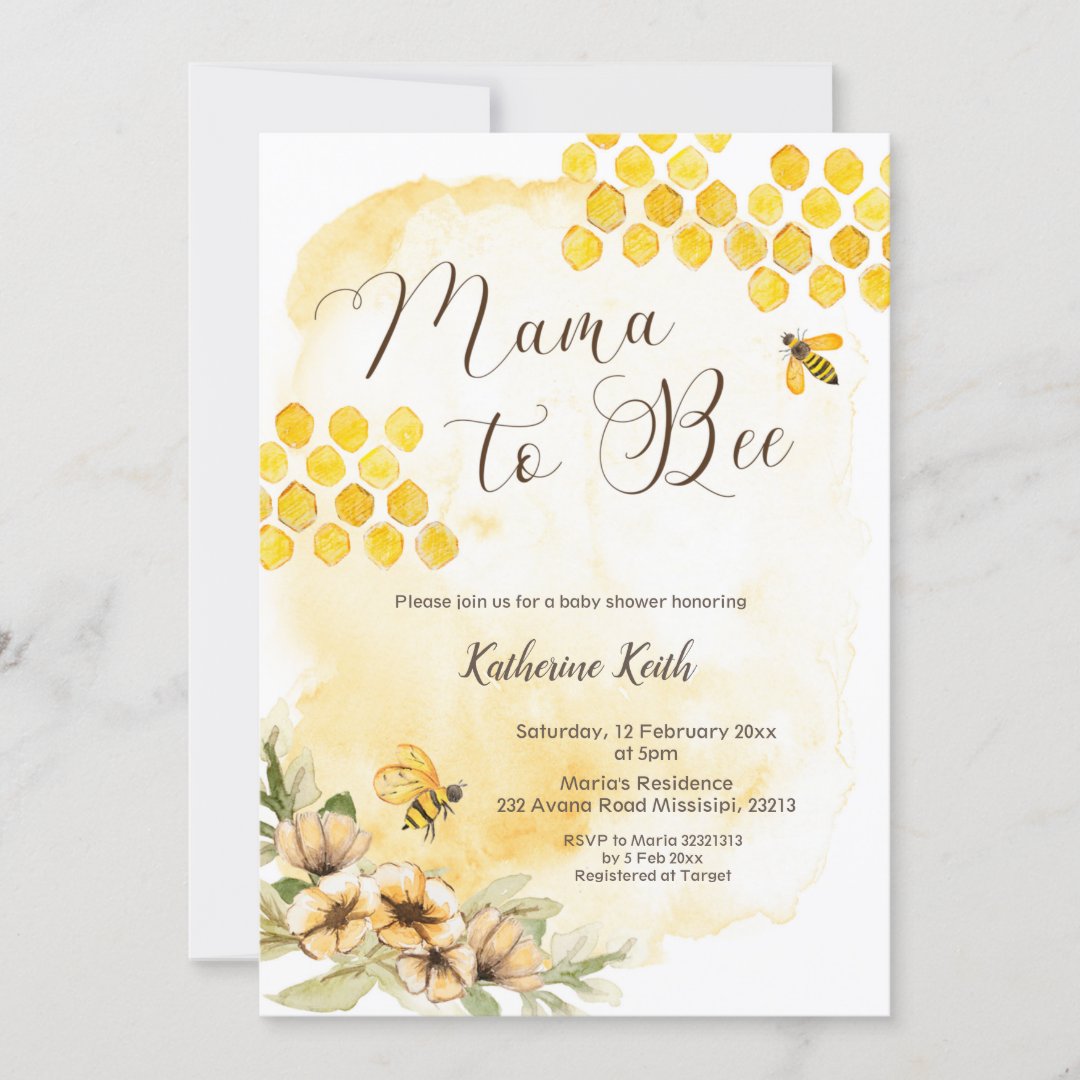 Mama to Bee Baby Shower Invitation | Zazzle
