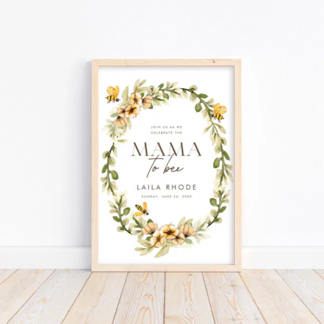 Mama to Bee Spring Baby Shower Welcome Sign Poster | Zazzle