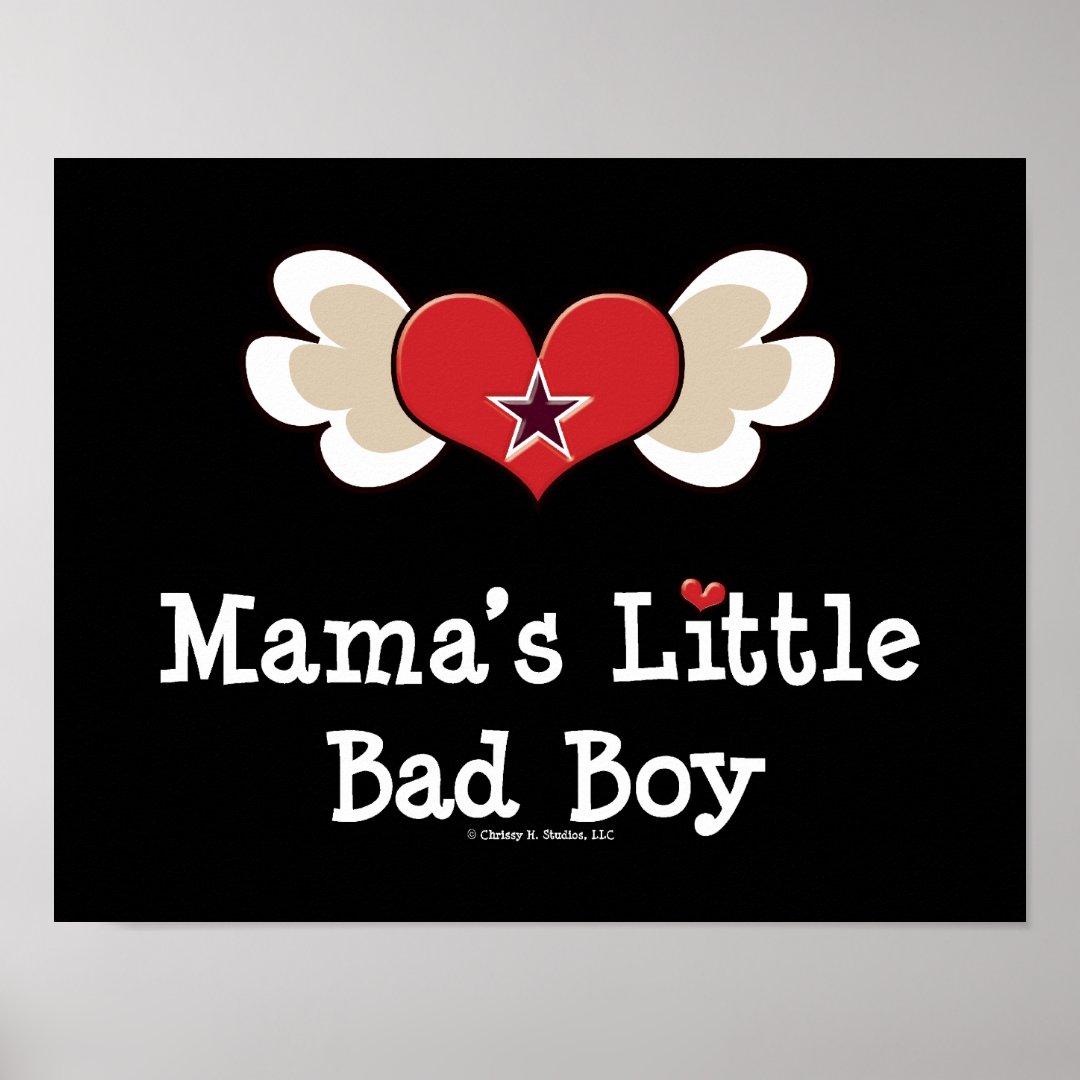 Mama's Little Bad Boy Funny Baby Kids Poster | Zazzle