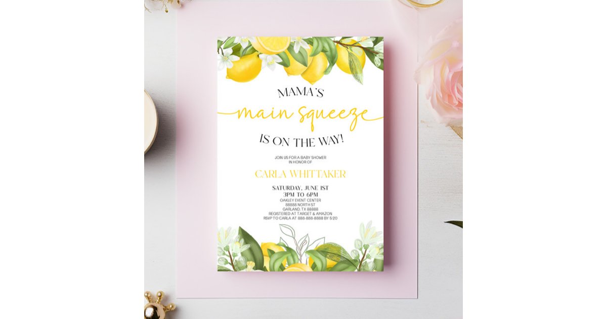 Mama's Main Squeeze Lemon Floral Baby Shower Invitation | Zazzle