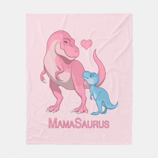 MamaSaurus T-Rex and Baby Boy Dinosaurs Fleece Blanket | Zazzle
