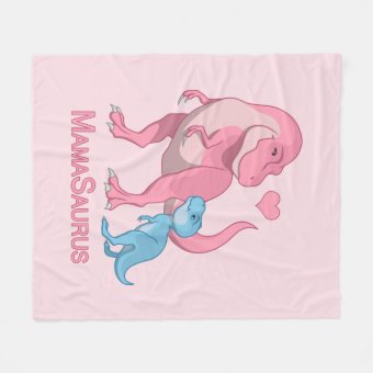 MamaSaurus T-Rex and Baby Boy Dinosaurs Fleece Blanket | Zazzle