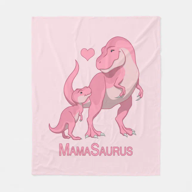 MamaSaurus T-Rex and Baby Girl Dinosaurs Fleece Blanket | Zazzle