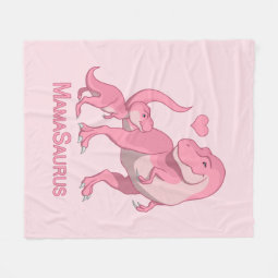 MamaSaurus T-Rex and Baby Girl Dinosaurs Fleece Blanket | Zazzle