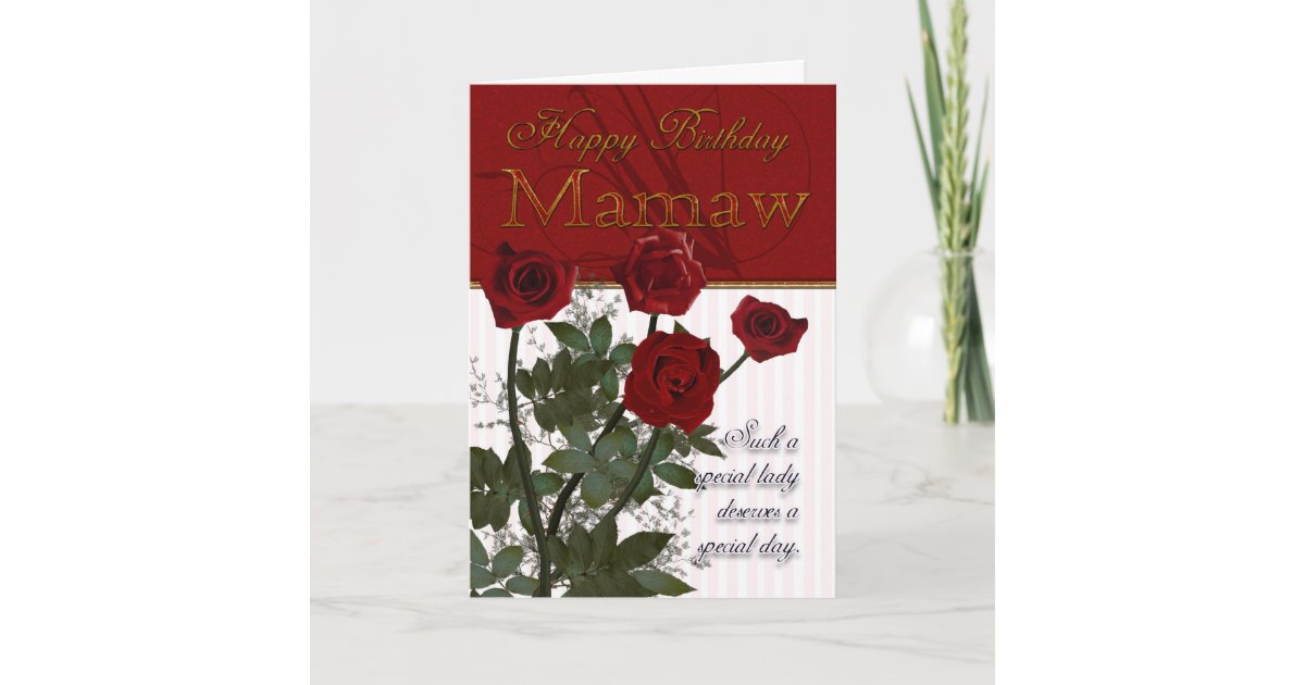 Mamaw Birthday Card - Roses | Zazzle