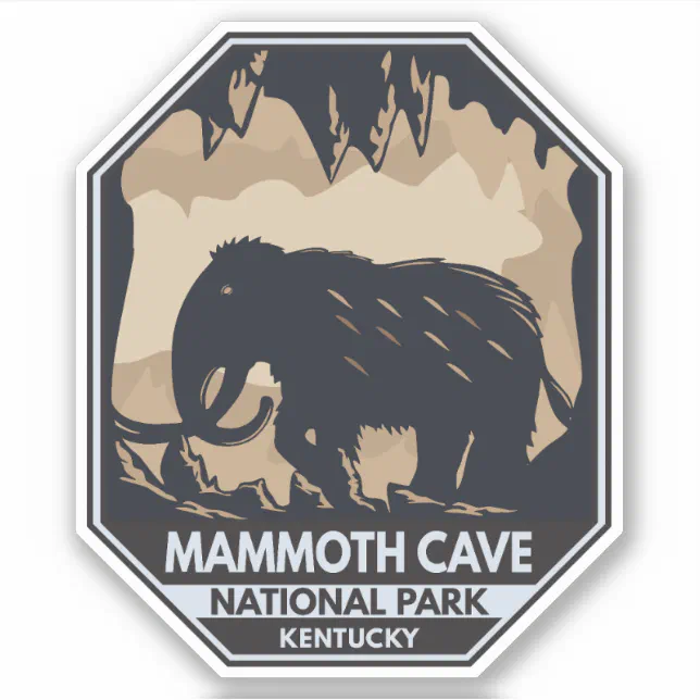 Mammoth Cave National Park Woolly Mammoth Emblem Sticker | Zazzle