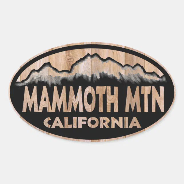 Mammoth Mountain California wood oval stickers | Zazzle