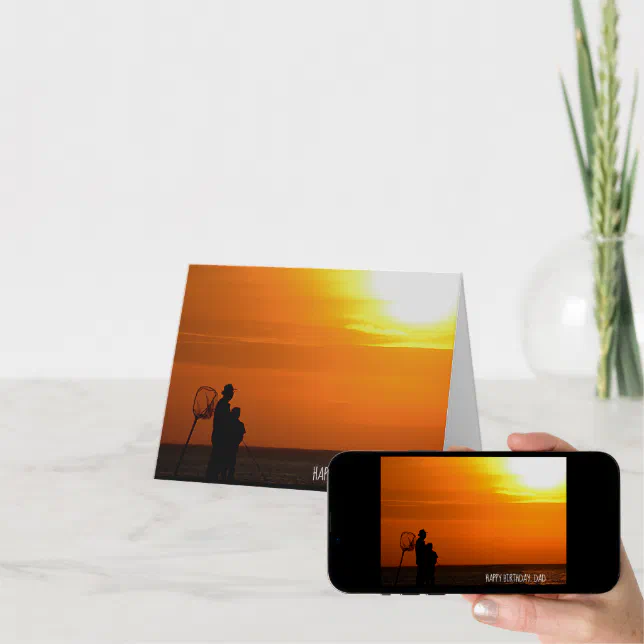 Man and son silhouette at sunset birthday card | Zazzle