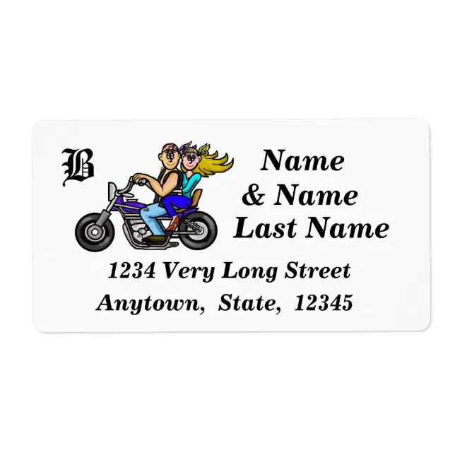 Man and Woman Motorcycle Riders Address Labels | Zazzle
