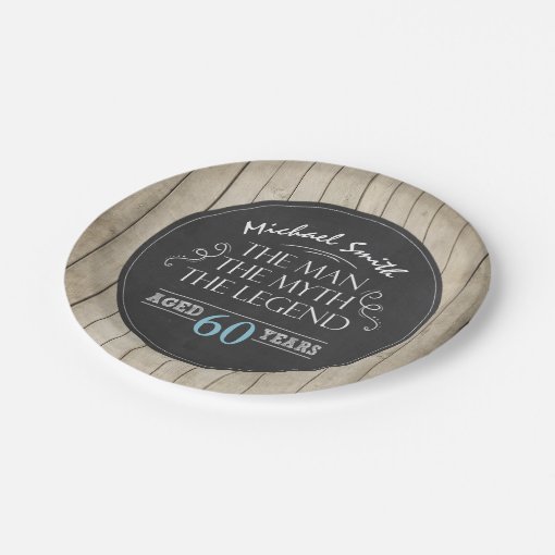 Man Birthday Plates Man Myth Legend Rustic Adult | Zazzle