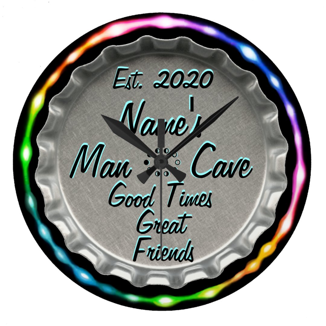 Man Cave Clock! Neon look! Large Clock | Zazzle