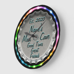 Man Cave Clock! Neon look! Large Clock | Zazzle