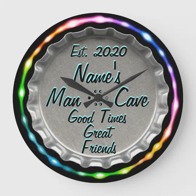 Man Cave Clock! Neon look! Large Clock | Zazzle