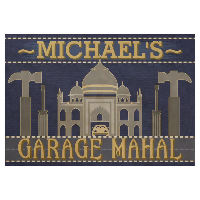 Man Cave Funny Garage Mahal Tools | Custom Name Wood Poster | Zazzle
