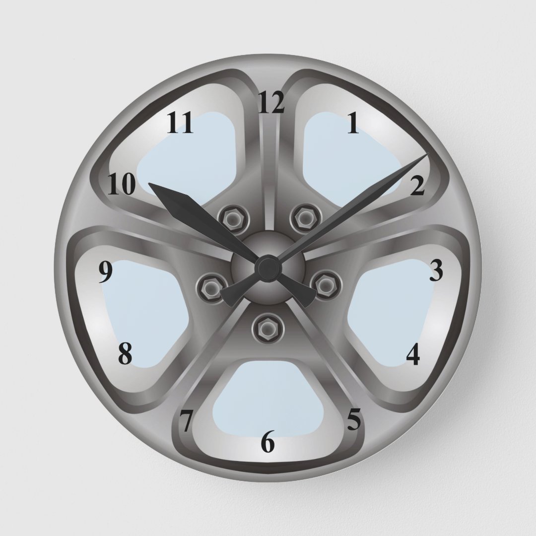 Man Cave Hub Cap Hubcaps Car Rims Tire Wheels Round Clock | Zazzle