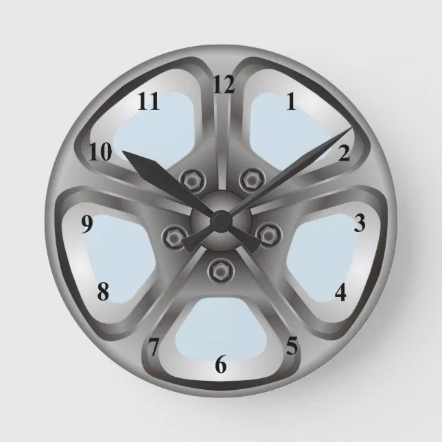 Man Cave Hub Cap Hubcaps Car Rims Tire Wheels Round Clock | Zazzle