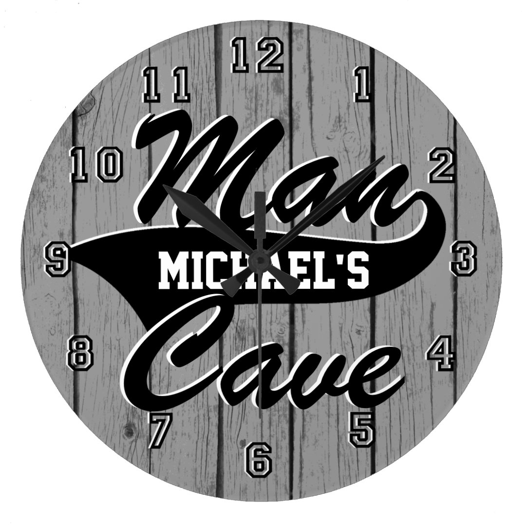 Man Cave Personalize Large Clock | Zazzle