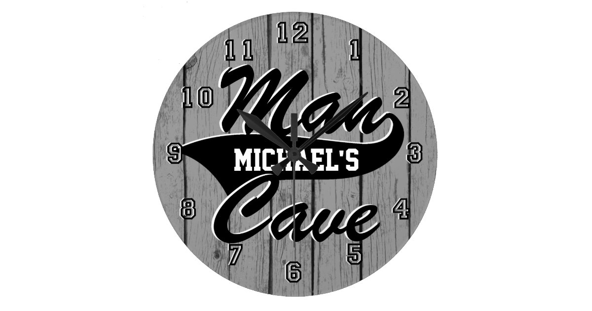 Man Cave Personalize Large Clock | Zazzle