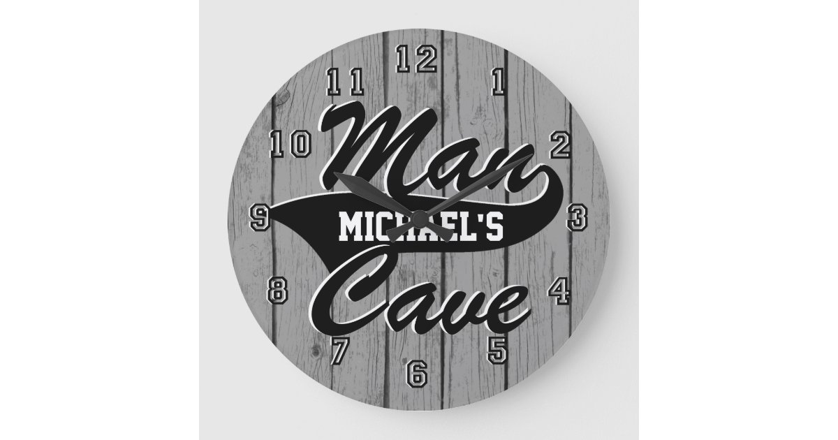 Man Cave Personalize Large Clock | Zazzle