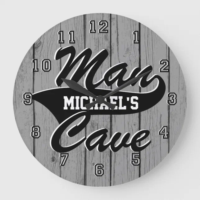 Man Cave Personalize Large Clock | Zazzle