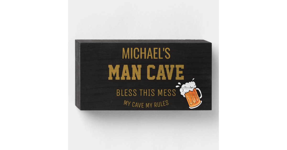 Man Cave Personalized Wooden Box Sign | Zazzle