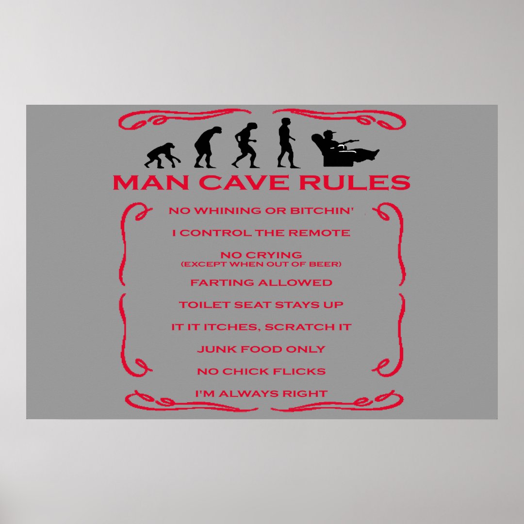 Man Cave Rules Poster | Zazzle