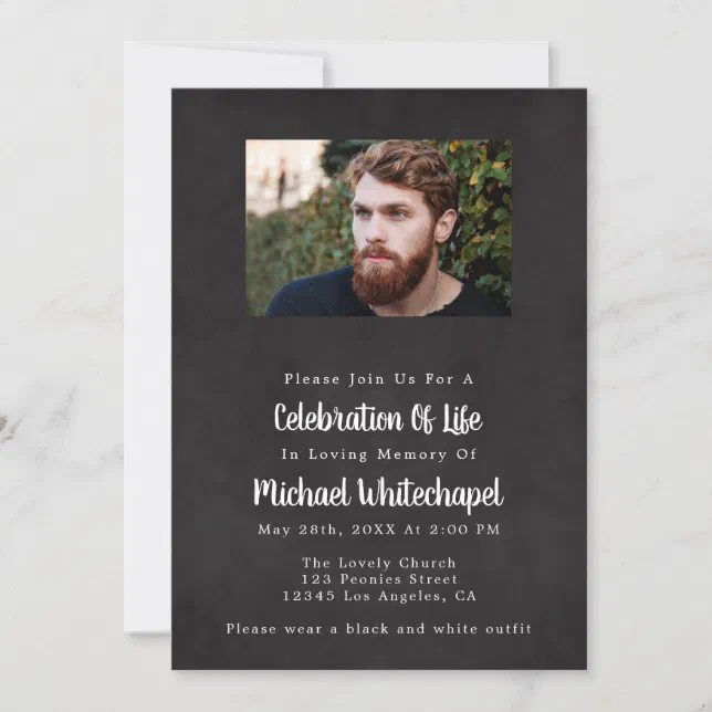 Man Celebration Of Life Memorial Invitations | Zazzle