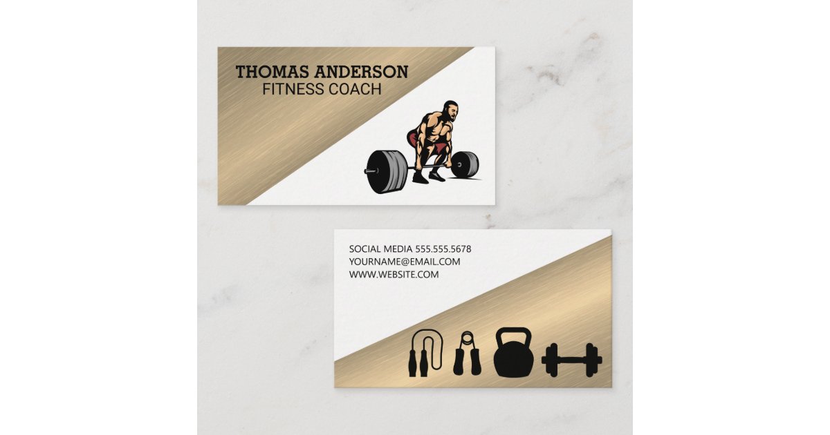 Man Deadlifting Weights | Fitness Business Card | Zazzle
